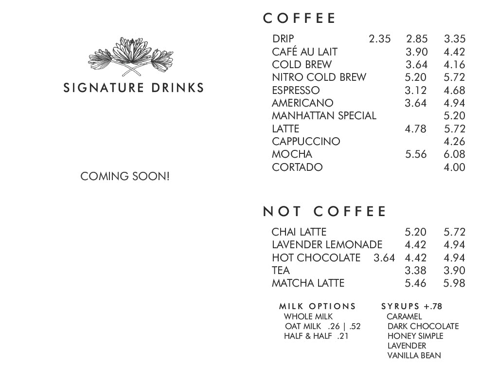 Menu & Cafe - Roastology Coffee