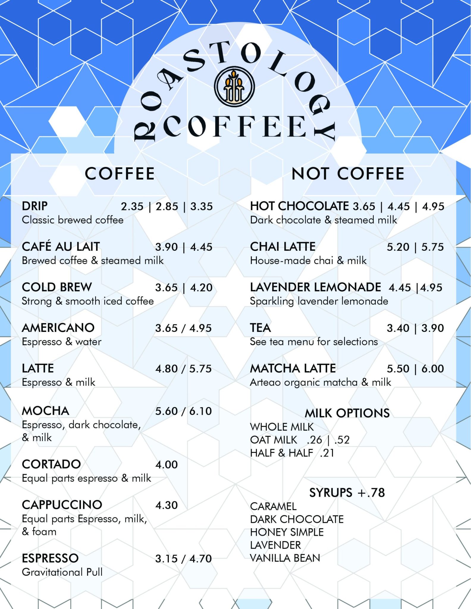 Menu & Cafe - Roastology Coffee
