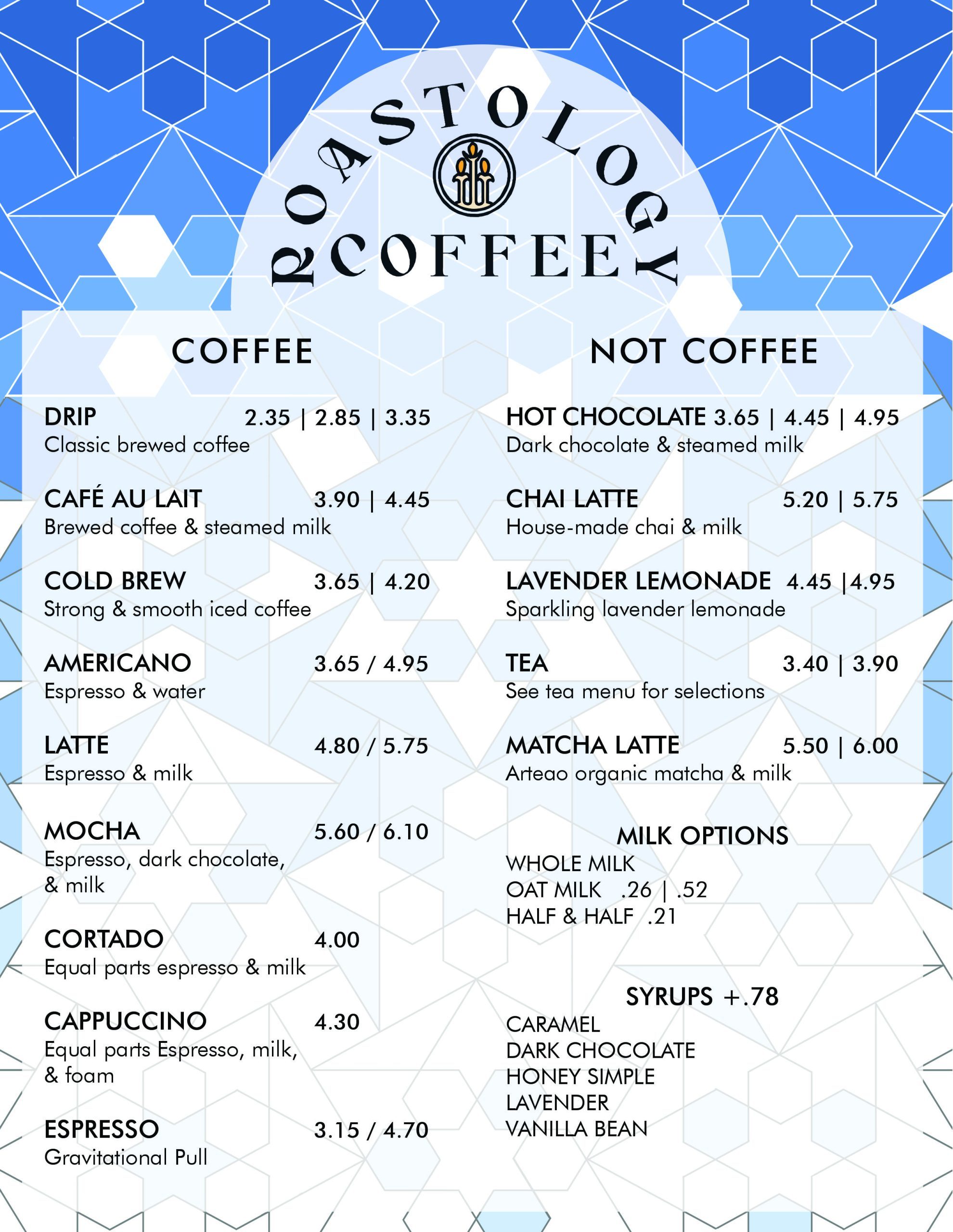 Menu & Cafe - Roastology Coffee